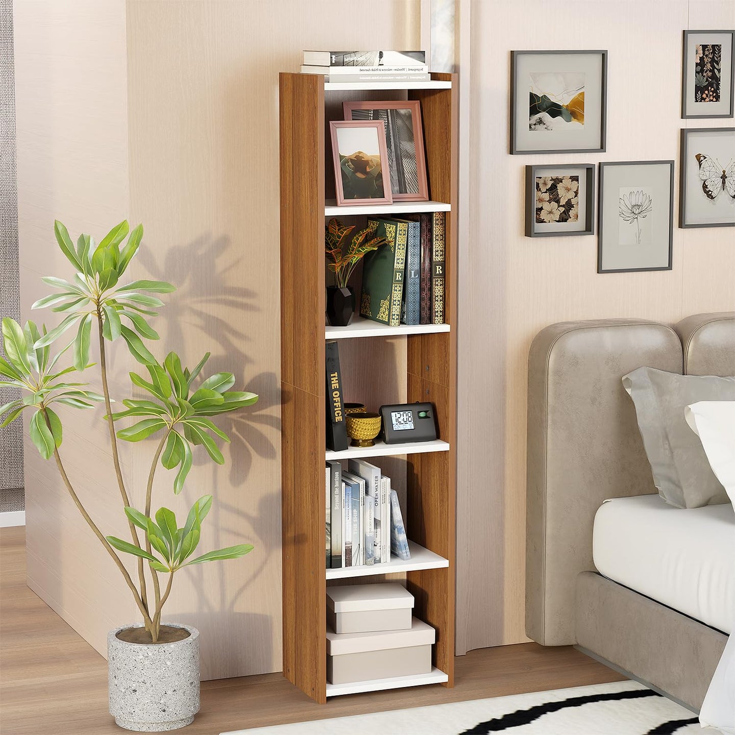 Lukzer Dual Tone Engineered Wood 5-Layer Bookshelf Easy to Assemble (M