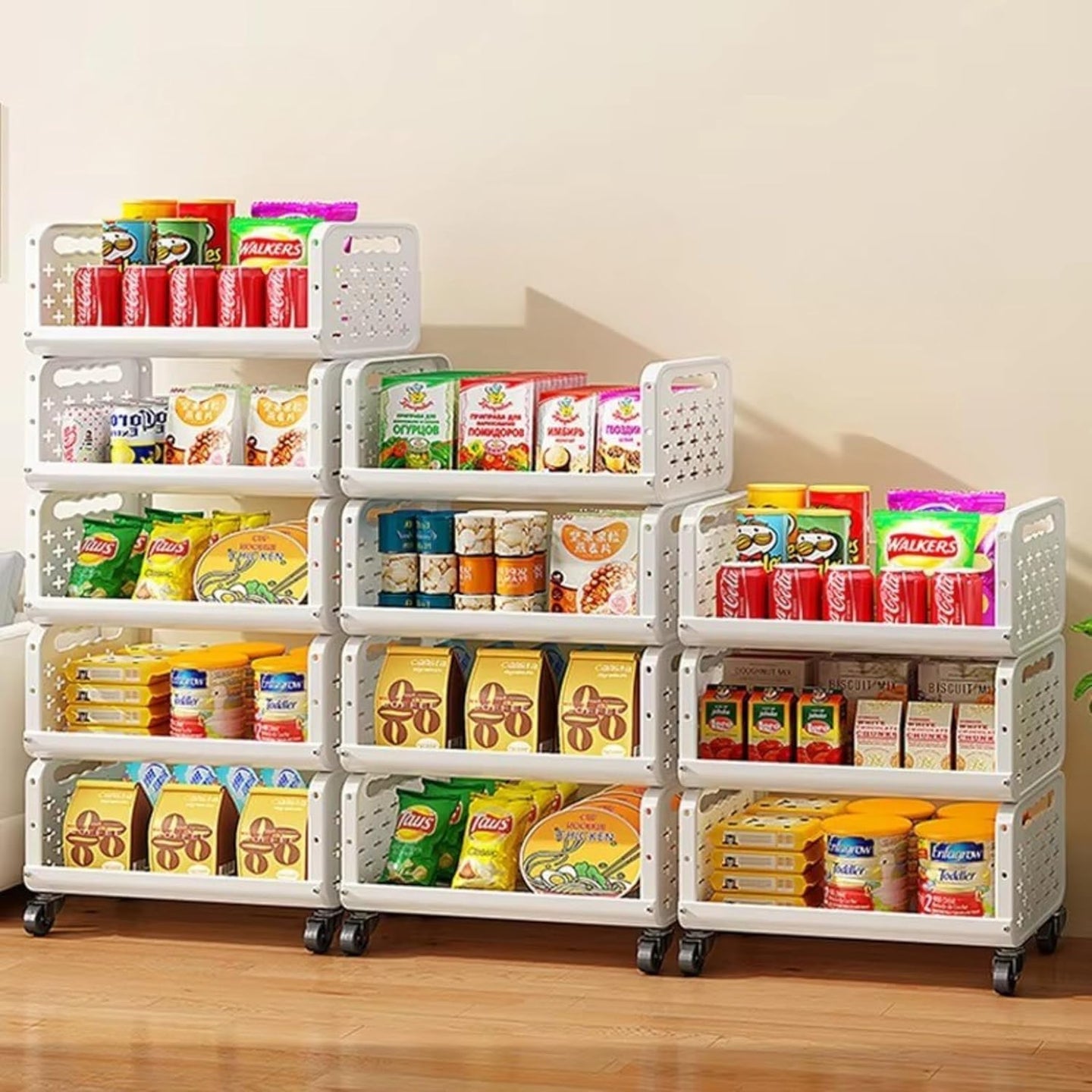 Lukzer 4-Tier Multipurpose Detachable Kitchen Storage Rack with Wheels
